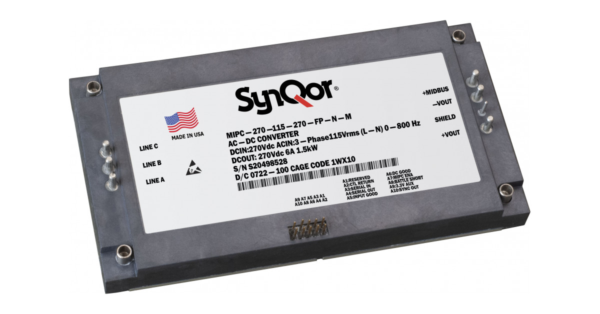 SynQor® Releases a Military Grade 3-Phase AC or 270 Vdc Input Power ...