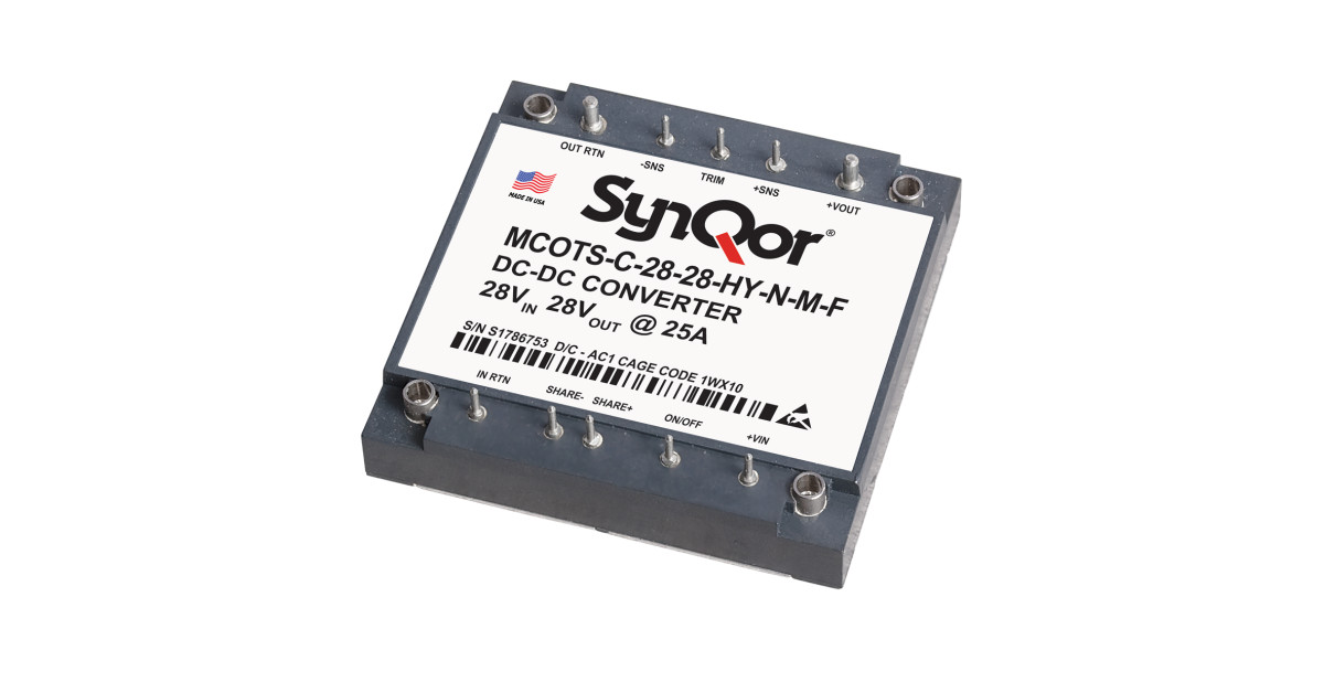 SynQor Announces a New Addition to Its Mil-COTS 28 Vin DC-DC Product Family (MCOTS-C-28-28-HY ...