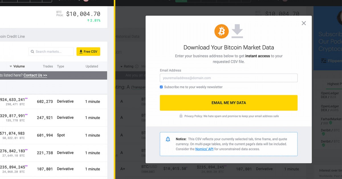 Nomics.com Launches Free Crypto Market Data CSV File Delivery | Newswire