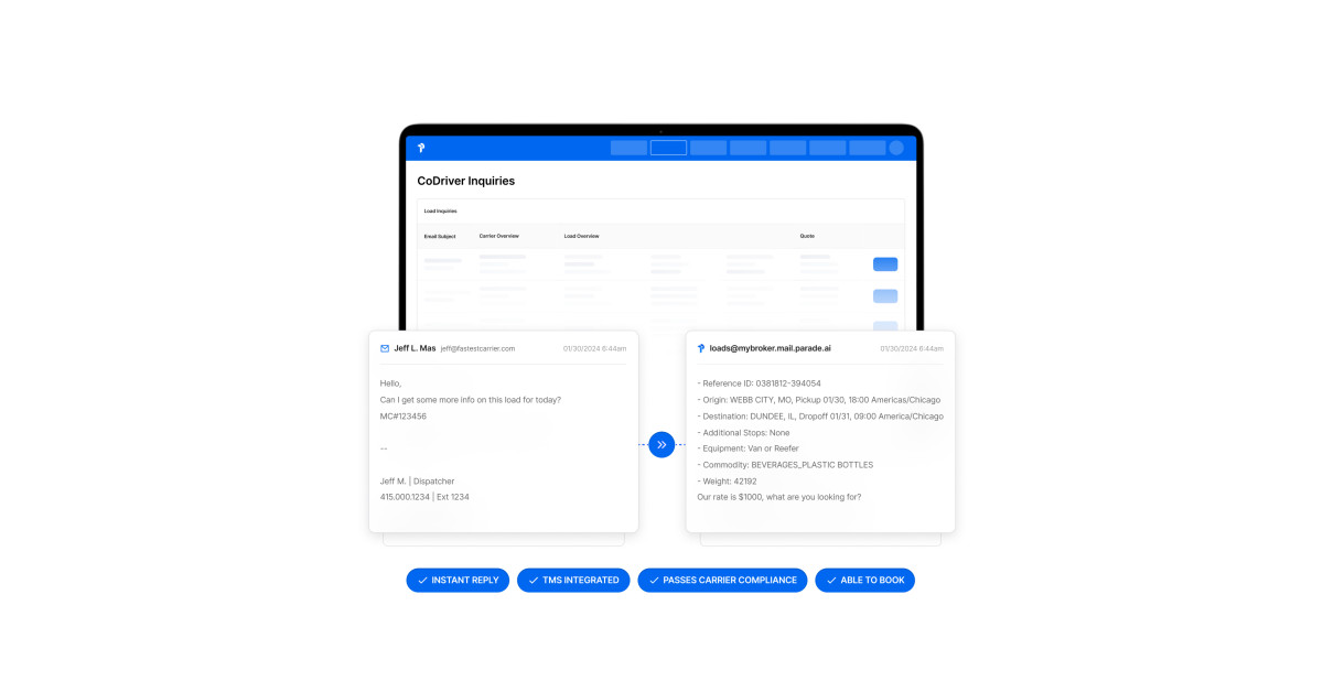 Parade’s CoDriver Brings Generative AI to McLeod Software's PowerBroker TMS Users | Newswire