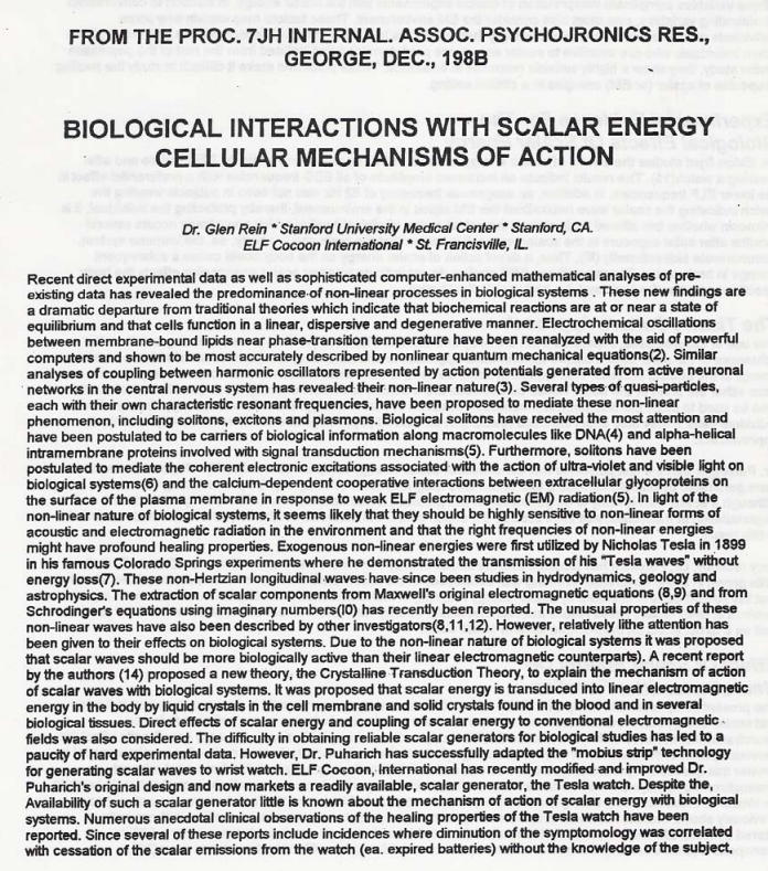1988 Paper Outlines Cellular Mechanisms For “Scalar Energy” Bioeffects ...