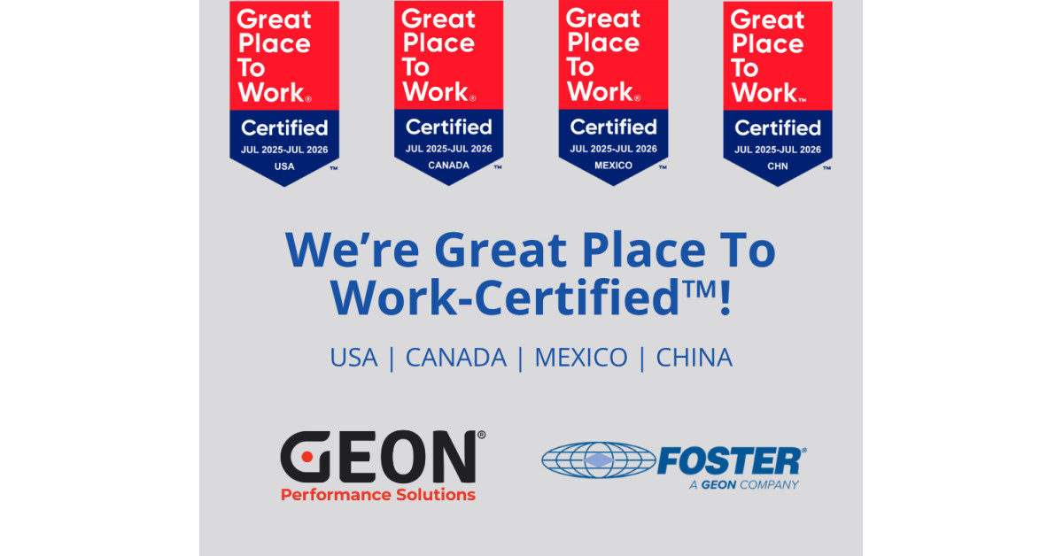 GEON Performance Solutions Achieves Great Place to Work Recognition ...