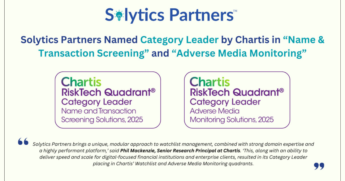 Solytics Partners Recognized as Category Leader in Watchlist Screening ...