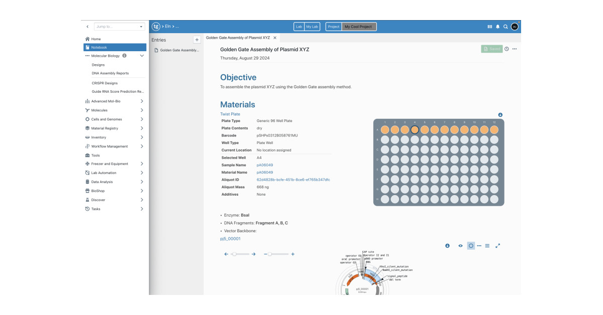 TeselaGen Launches Its Next-Gen Electronic Lab Notebook and Enhanced ...