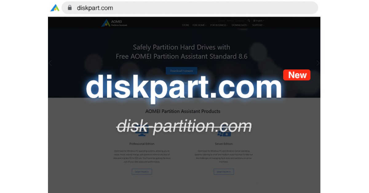 AOMEI Partition Assistant Switched Its Official Website Domain to ...