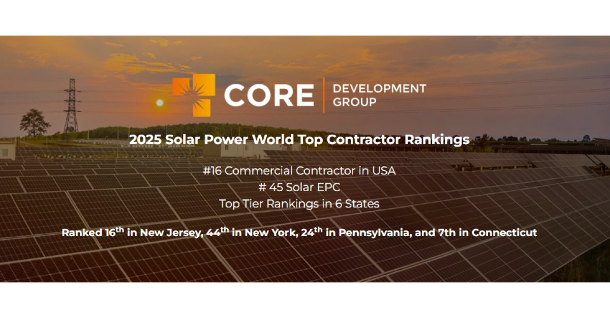 Core Development Group Earns Top Spot on 2025 Solar Contractor Award ...