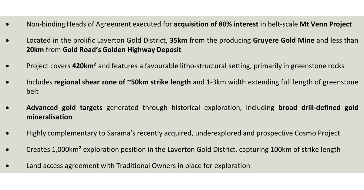 Sarama Resources Consolidates Position in Western Australian Goldfields ...