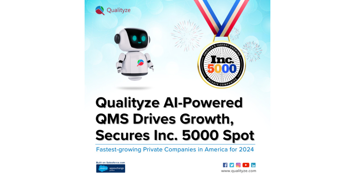 Qualityze AI-Powered QMS Drives Growth, Secures Inc. 5000 Spot | Newswire